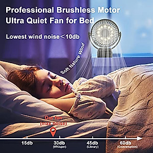Portable Fan with Remote Control & Timer & LED Lights, 60hrs 12000mAh USB Rechargeable Battery Fan Could Clamp/Hanging/Stand Up, Small Clip on Fan for Baby Stroller, Bed, Desk, Camping Tent, Trave