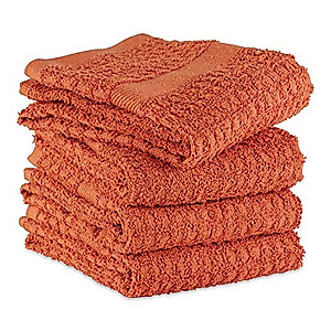 DII Basic Terry Collection Waffle Dishtowel Set, 15x26, Solid Spice, 4 Piece