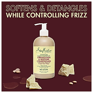 SheaMoisture Jamaican Black Castor Oil 13 oz. Strengthen, Grow & Restore Conditioner with Shea Butter, Peppermint and Keratin - Sulfate Free and Color Safe - Value Pack of 2 Each