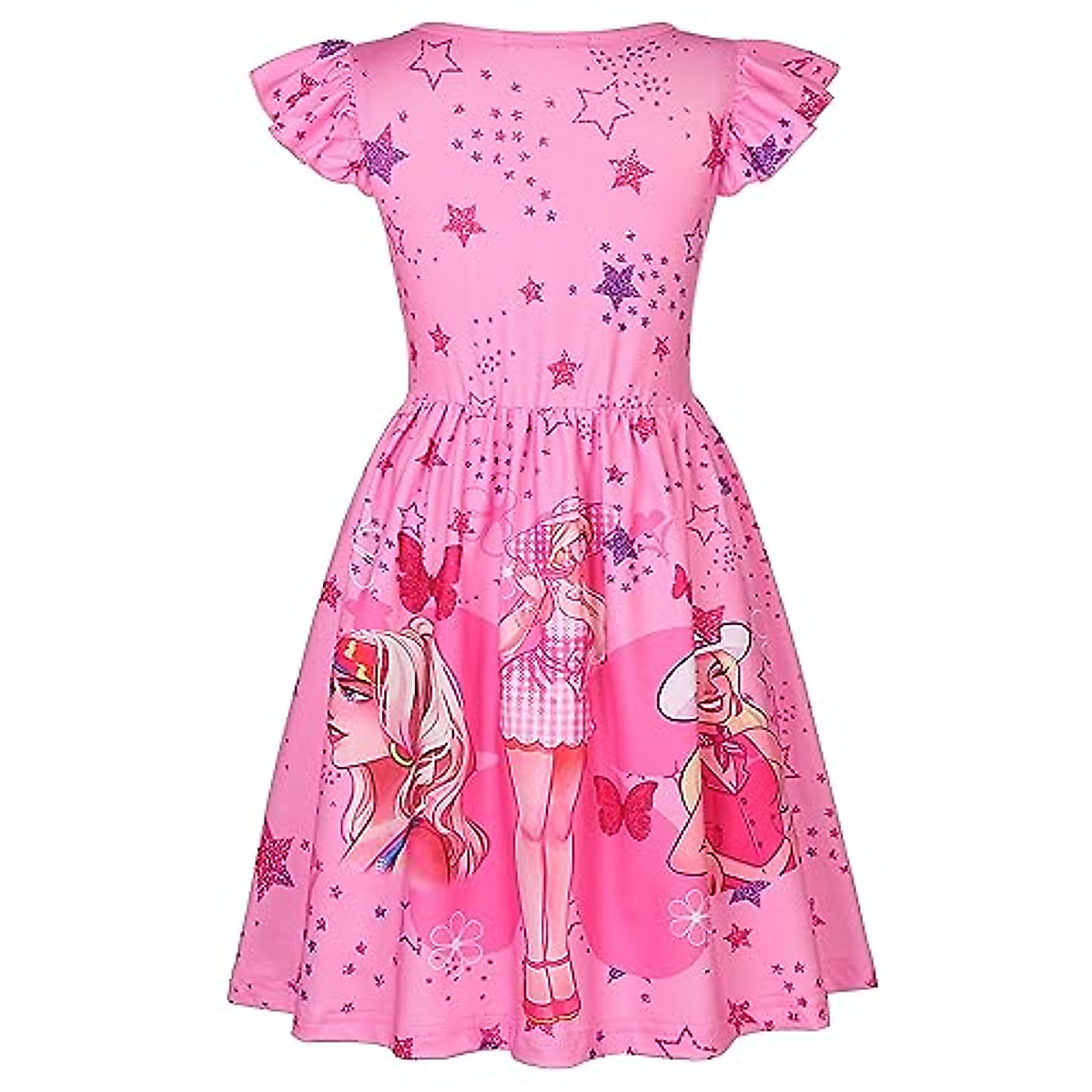 Girls Costume Dress Kids Cartoon Ruffle Sleeve Summer Outfit Birthday Party Gift Toy RA045M