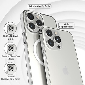 Sinjimoru iPhone 13 Mini Ultra Thin Clear Phone Cover for MagSafe Case, Non Yellowing Strong Magnetic Slim Fit Cell Phone Case Crystal Clear for iPhone 13 Mini. M-AiroFit Basic