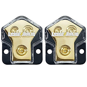 LEIGESAUDIO 0/2/4 Gauge in 4/8 Gauge AWG Out Amp Power Distribution Block for Car Audio Splitter-2 Way（2 Pack）