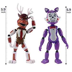 Toysvill 8pcs Inspired by Game Five Nights Toys | Set Candy's FNAF Action Figure [Sheep, Cindy Cat, Happy Frog, Mr. Hippo, Nightmare Bonnie, Turtle Swordsman, Chester Chimpanzee, Reindeer]