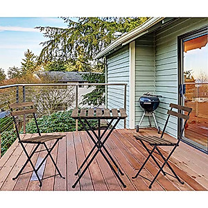 HOMPUS 3-Piece Patio Bistro Set Folding Table and Chairs, Wooden Weather Resistant Outdoor Furniture Sets, Metal Frame Patio Balcony Furniture Set, Acacia for Front Porch, Garden, Pool, Deck, Backyard