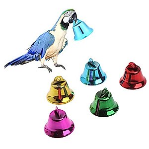 Dft 10PCS Multi-Color Pet Bird Bells Wind Chimes for Parrot Toy DIY Stainless Steel