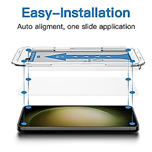 Mowei [3+2 Pack] Screen Protector Compatible with Samsung Galaxy S23 [Fully Support Fingerprint] 3X Tempered Glass and 2X Camera Lens Protector for S23 [Impact & Scratch Protection]