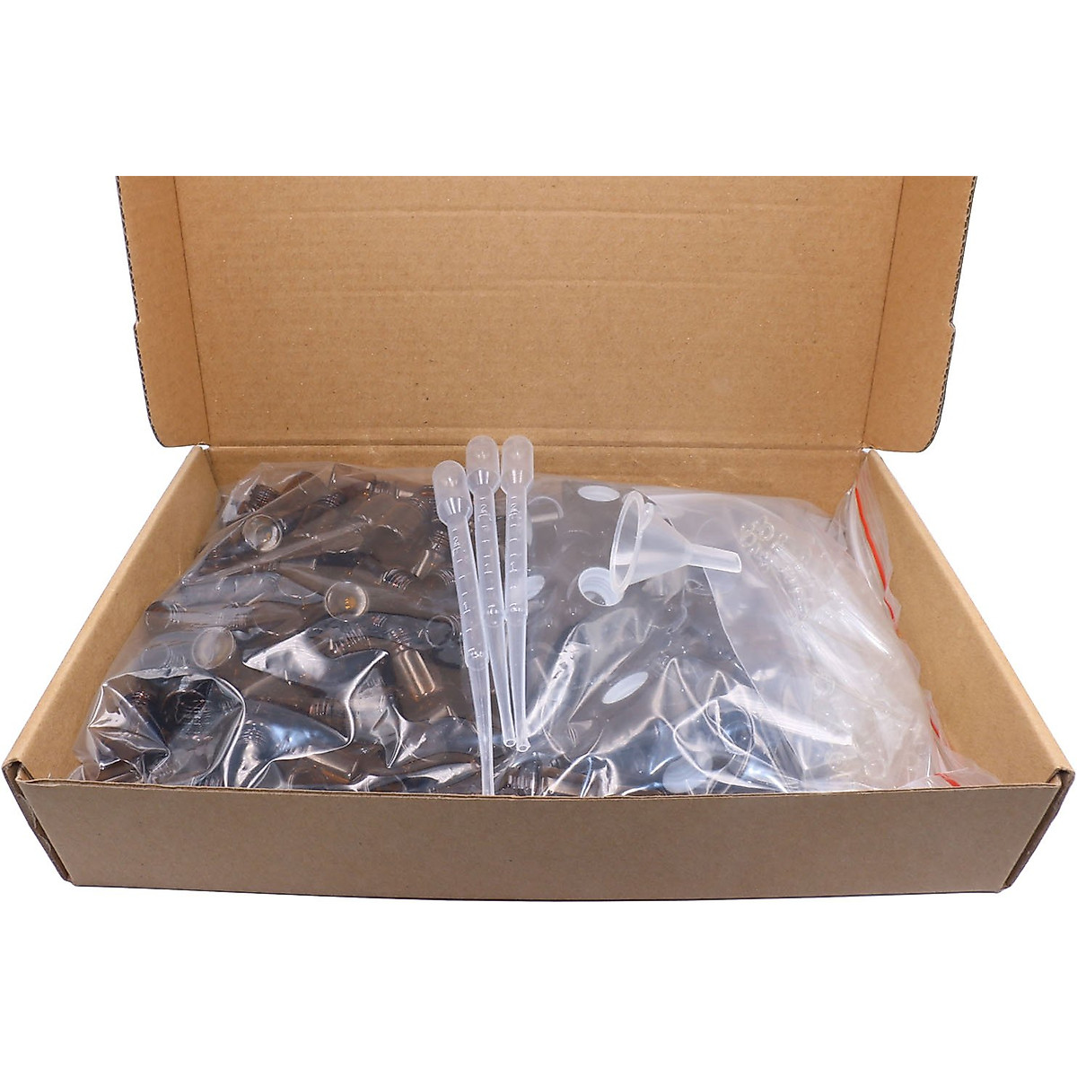 Pack of 100,2ml (5/8 dram) Amber Glass Dropper Bottle,Empty Sample Vial Glass Eye Dropper Aromatherapy Liquid Perfume Essential Oil Bottles with Glass pipette&Black Aluminum caps