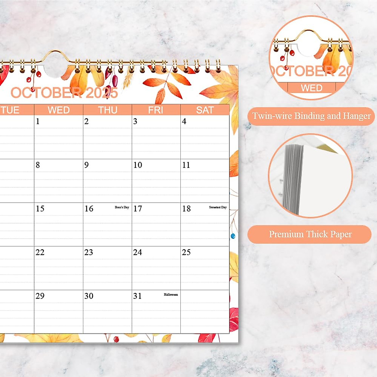Calendar 2025-2026 - Wall Calendar from Mar 2025 to Oct 2026- Monthly Calendar with 140gsm Thick Paper for Planning and Organizing for Home or Office, 8.5 x 11 In Wall Calendar 2025-2026