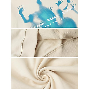 Vamtac Mens Oversize Graphic Hoodie Vintage Y2K Sweatshirt Cotton Fashion Hip Hop Pullover for Men and Women Apricot