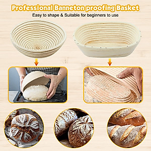 Bread Proofing Basket Set 9.6 Inch Oval & 10 Inch Round Banneton Proofing Baskets
