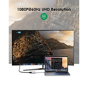 LENTION USB C to VGA Cable Adapter,Type C to VGA Monitor Converter Compatible 2023-2016 MacBook Pro 13/15/16,New Mac/MacBook Air/Surface,iPad Chromebook,Galaxy,Dell XPS,Phone,More(1080VGA,Sliver)