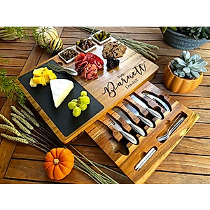 Personalized Charcuterie Board Set/19pcs Cheese Board And Knife Set, Realtor Closing gift, Custom Charcuterie board, Wedding Gift