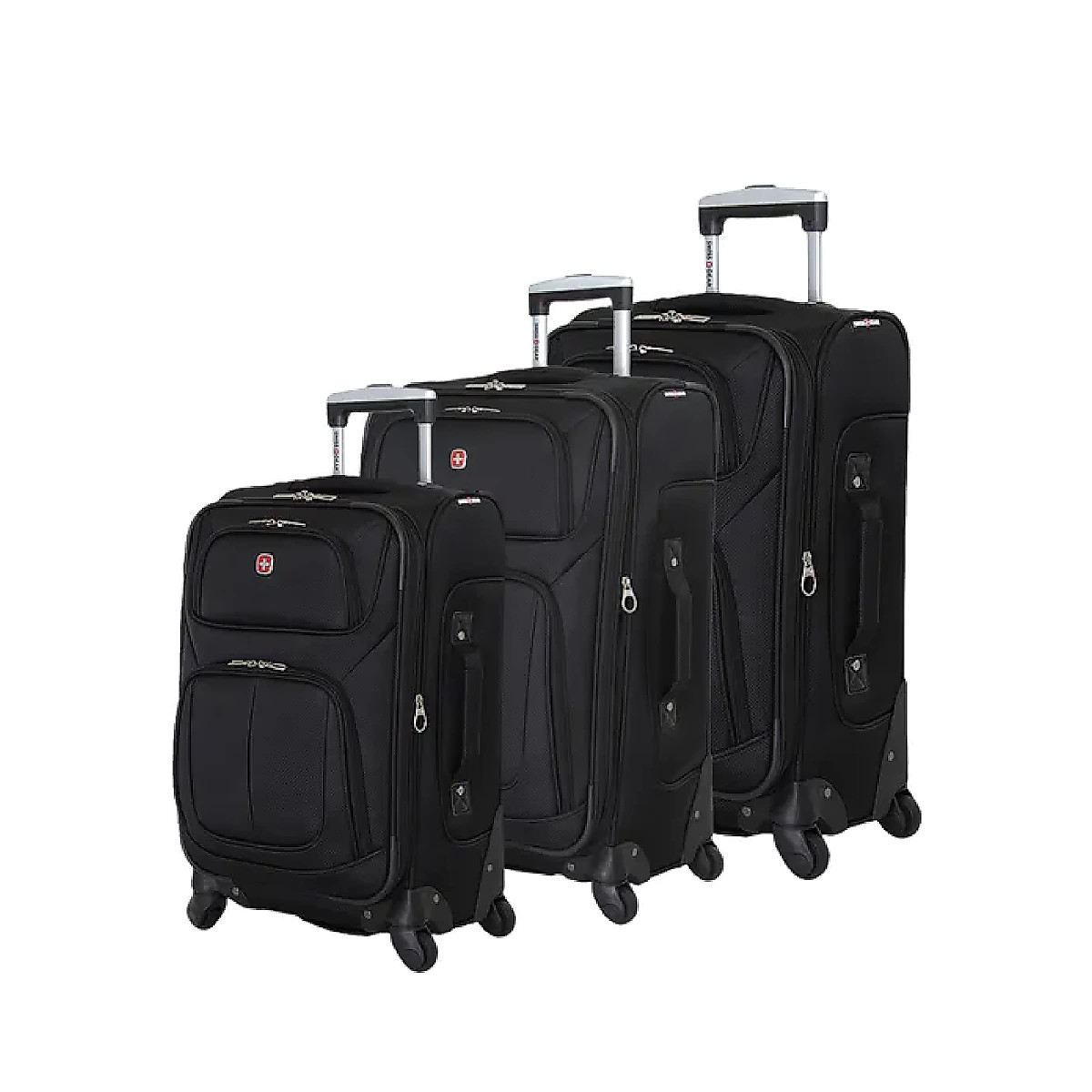 SwissGear Sion Softside Luggage with Spinner Wheels, Black, 3 Piece Set (21/25/29)