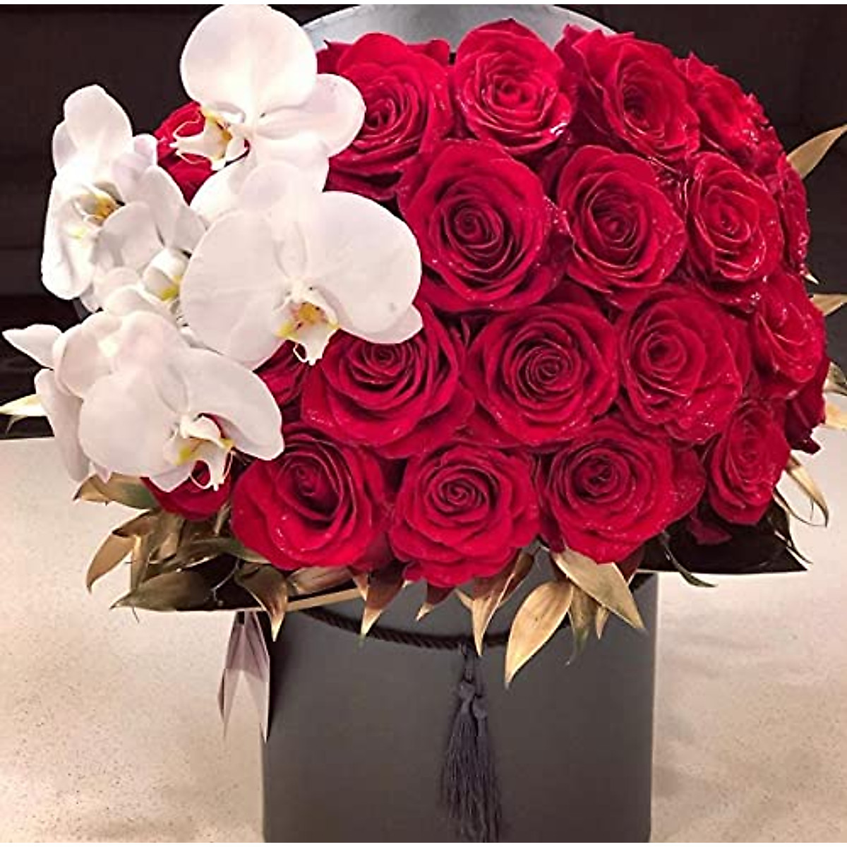 UNIKPACKAGING Premium Quality Round Flower Box, with Tassel, Gift Boxes for Luxury Flower and Gift Arrangements, Set of 3 pcs (Black)