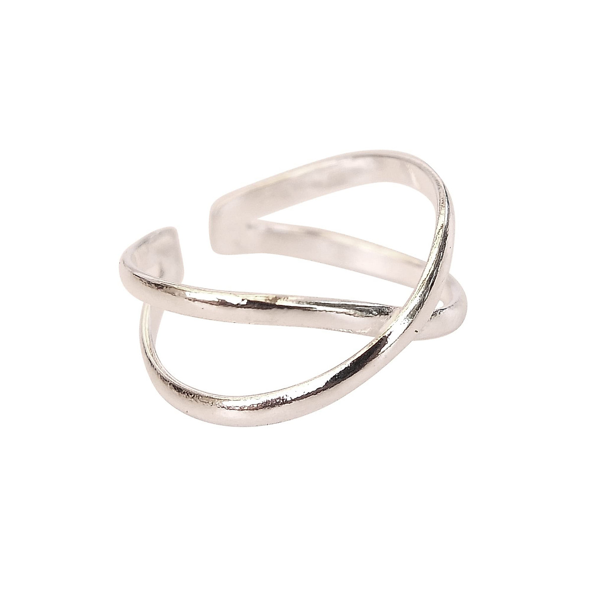 Handmade Silver Criss-Cross X Adjustable Toe Ring, 925 Sterling Silver, Elegant Dainty Open Toe, Pinky or Knuckle Rings for Women, By MiYa Jewelry Creations