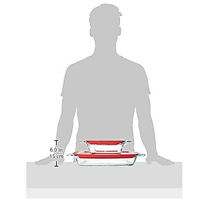 Pyrex Easy Grab 4-Piece Glass Baking Dish Set with Lids, 3-Qt & 2-Qt Glass Bakeware Set, Non-Toxic, BPA-Free Lids, Tempered Glass Bakeware Set