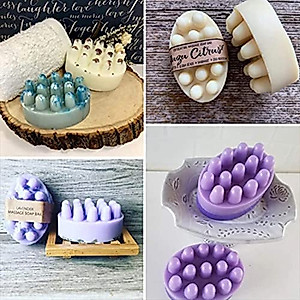 2 Pcs Silicone Massage Bar Soap Molds - SJ Silicone Molds for Soaps Making, Handmade Soap Molds, Nonstick & BPA Free (Blue & Mint Green)