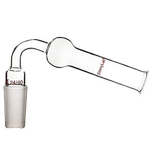 stonylab Glass 75 Degrees Drying Tube, Borosilicate Glass Bent Drying Tube Adapter with Inner 24/40 Standard Taper Joint for Organic Synthesis Chemistry Laboratory Lab Supply, Angled at 75 Degrees