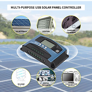 Gugxiom 100A Solar Charge Controller, 12V/24V Adaptive MPPT Tracking Charging Solar Charger Controller with LCD Display, 3 Stage Charging Dual USB Solar Panel Controller(100A)
