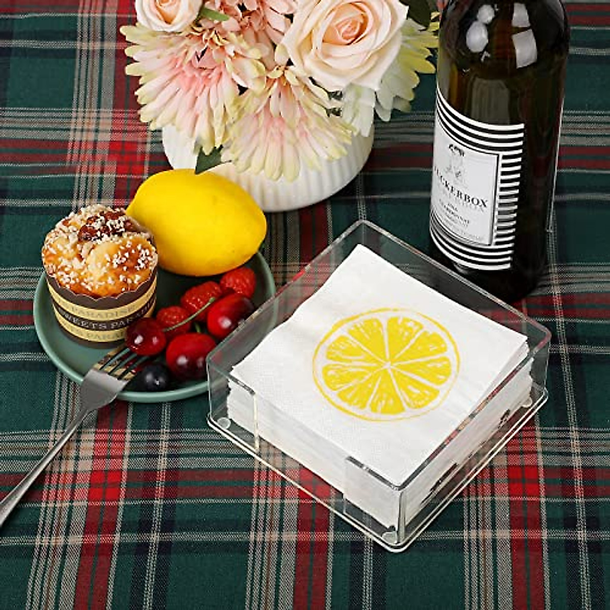 MaxGear Acrylic Cocktail Napkin Holder for Table, Clear Napkins Holder, Beverage Napkin Holders Modern Buffet Paper Napkin Caddy for Bar, Party, Dinner, Kitchen & Dining Room, 5.5 x 5.5 inches