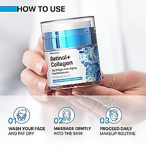 Face Moisturizer Retinol Cream - Men and Women Anti-Aging Day & Night Neck Décolleté with Retinol, Collagen Hyaluronic Acid Hydrating Wrinkle Repair Safe for All Skin Types