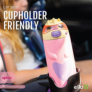 Ello Ellies 12oz Vacuum Insulated Stainless Steel Kids Water Bottle with Straw and Built-in Carrying Handle and Leak-Proof Locking Lid for School Backpack, Lunchbox and Outdoor Sports, Unicorn