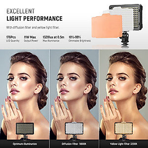 Neewer on Camera Video Light Photo Dimmable 176 LED Panel with 1/4" Thread for Canon, Nikon, Sony and Other DSLR Cameras, 5600K (Battery Not Included)