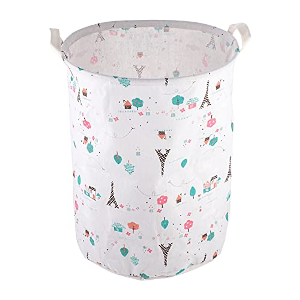 2pcs Cotton Home Style Bin Organizer Baby Folding Dirty Room Saving with Buck Hamper Basket Living Double Foldable Bucket Clothes Handles Container Round