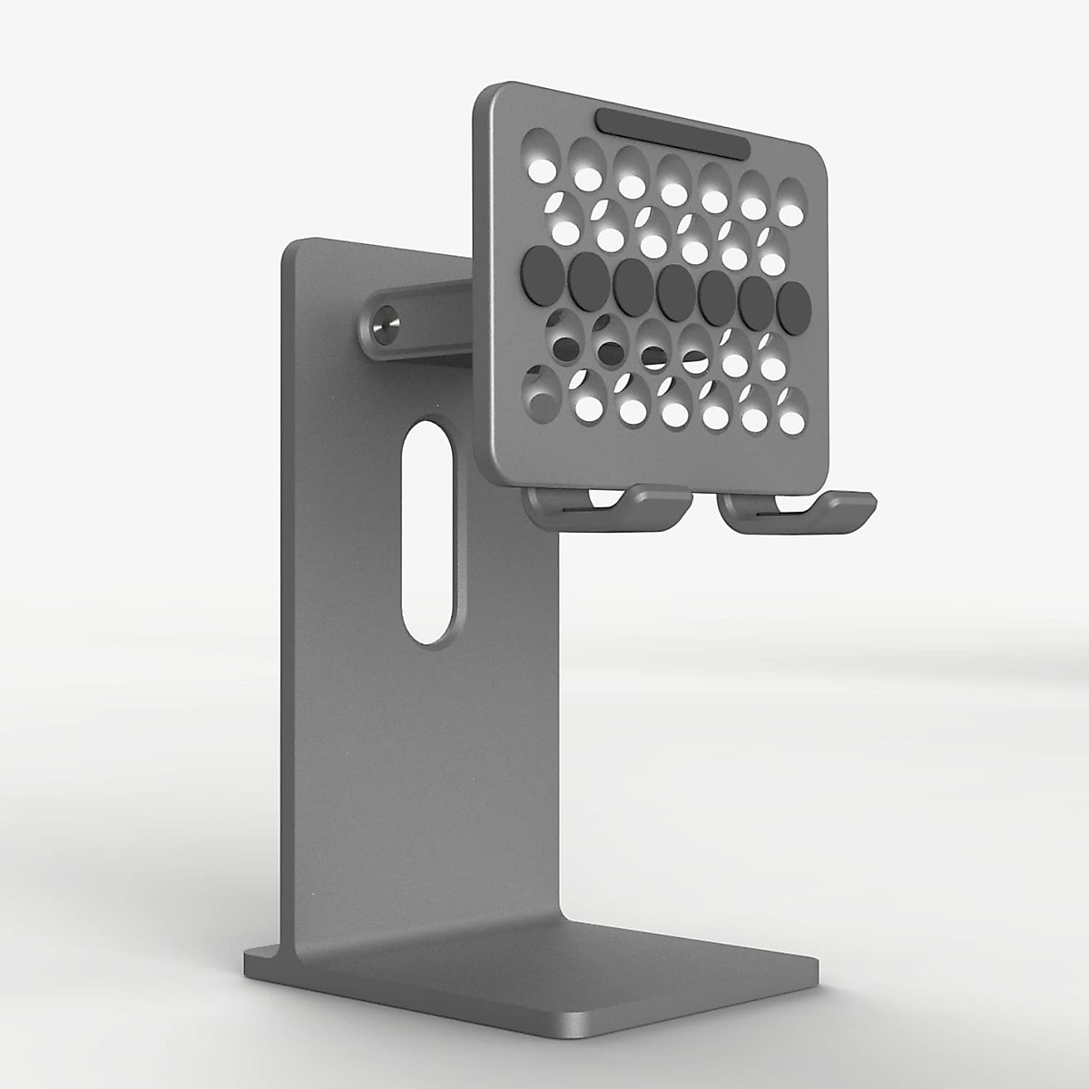 DREWCHAN Stand Holder for Desk Adjustable Aluminum Stand Holder Unversal Cell Phone Dock Home Office Desk Accessories Compatible with iPad Pro 11, 12.9/iPad 10.9 10th; Surface Pro (Grey)