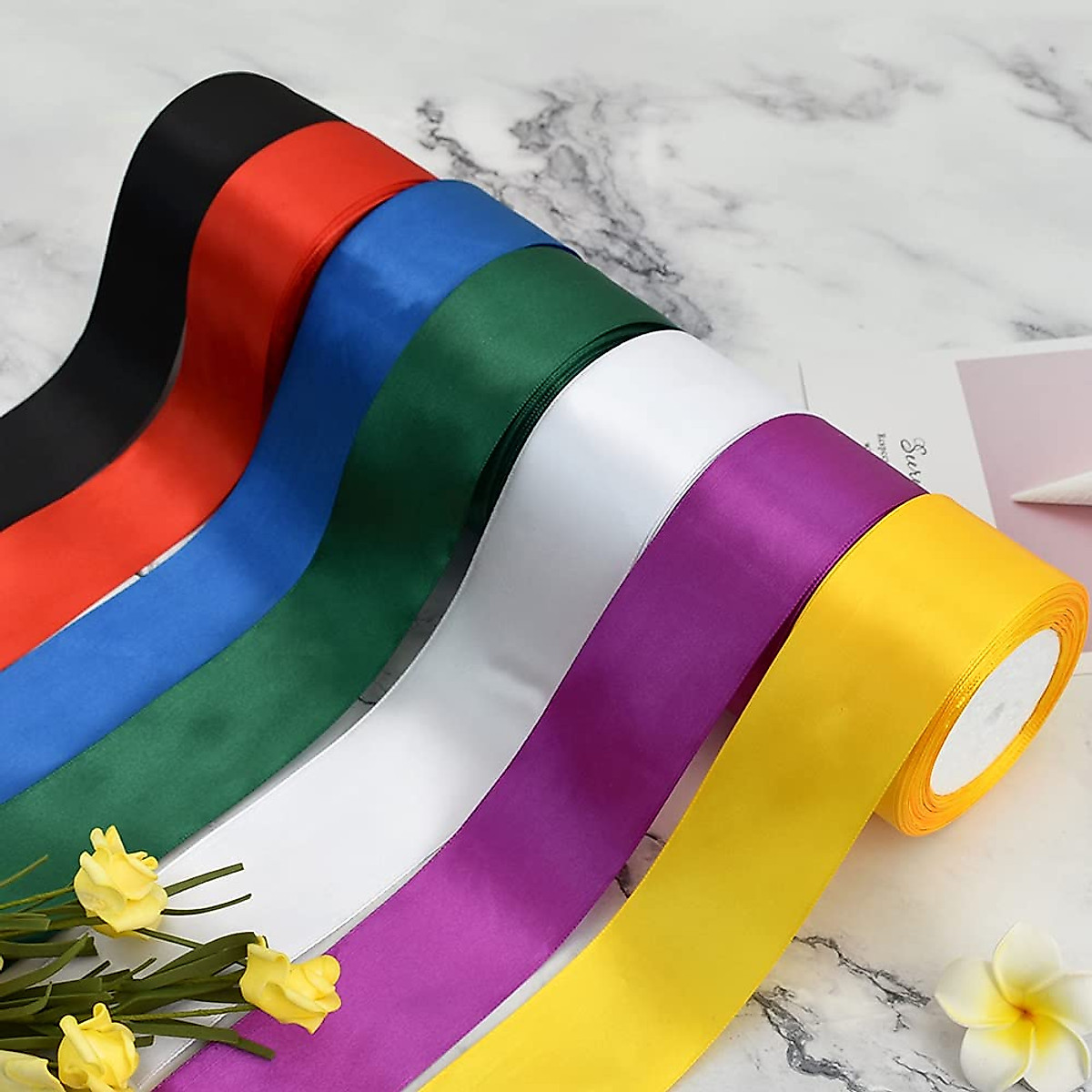 TONIFUL 2 Inch x 25 Yards Wide Royal Blue Satin Ribbon Solid Fabric Ribbons Roll for Valentine's Day Crafts Gift Wrapping Invitation Cards Floral Hair Bows Sewing Party Wedding Car Decoration