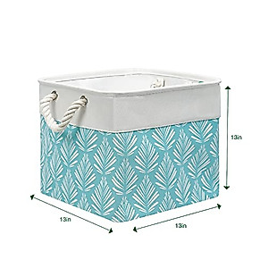 Cozyaver Storage Baskets Fabric Basket,13x13x13 inch Storage Containers for Bedroom Decor Book Shelves Organizer(Blue forest, Large 3 Pack)