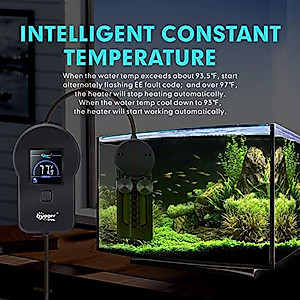 hygger 800W Aquarium Heater, Submersible Fish Tank Water Heater with External Color LED Digital Temperature Controller, Fast Heating for 120-180 Gallon