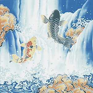 Japanese 19.75" Cotton Jumping Carp Bento Box Furoshiki Fabric Wrapping Cloth