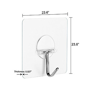 Anwenk 12Pack Wall Hooks Adhesive Wall Hanging Hooks Stick On Hooks Ceiling Hanger Damage Free Hanging Reusable Waterproof for Home Bathroom Kitchen Refrigerator Door Keys Bags,Clear- Promotion