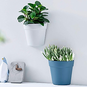 qiguch66 Small Plant Pots,Semicircle Plant Bonsai Flower Pot Planter Bucket Wall Mount Office Home Decor - Blue