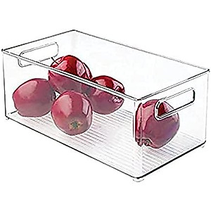 Upgraded 6 x Clear Organizer Storage Bin with Handle Compatible with Kitchen I Best Compatible with Refrigerators, Cabinets & Food Pantry - 10" x 5" x 6"