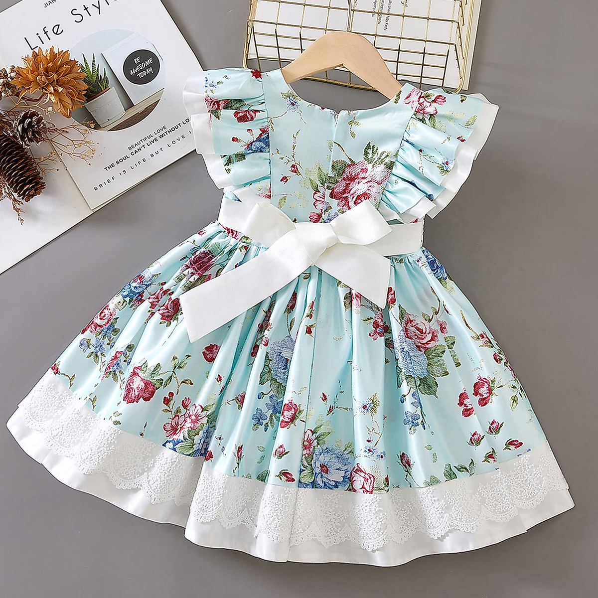 MITUN SEMI Toddler Baby Girls Pageant Christmas Halloween Midi Dress Tutu Party Gown Blue 3-4T