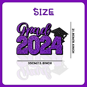GPWXYYY Purple Graduation Sign Graduation Photo Booth Prop Party Decorations Class of 2024 Wood Cutout Sign Graduation Wooden Sign Decor for Grad 2024 Graduation Party Decorations