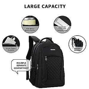 CALLPIONEER Travel Laptop Backpack for Women, Carry on Backpack for Airplanes 17 Inch Computer Work Bag, Extra Large Casual Daypack Backpacks Mens Business Backpack Black