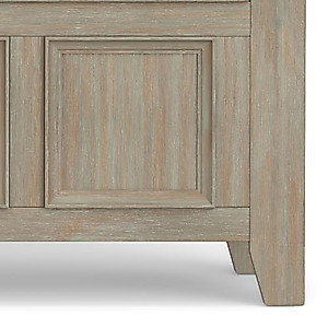 SIMPLIHOME Amherst SOLID WOOD 48 inch Wide Entryway Storage Bench with Safety Hinge, Multifunctional Transitional in Distressed Grey