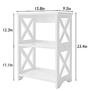 Fixwal 2 Pack End Table Side Table 3 Tier Bedside Nightstand, Small Bookshelf Bookcase, Display Rack for Bathroom, Bedroom and Living Room, White