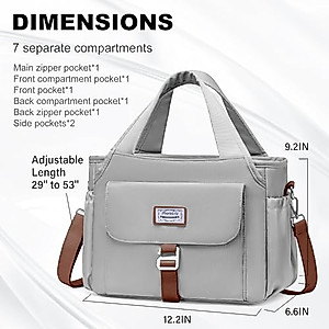 MAPLELILY Lunch Bag for Men Women, Insulated Lunch Tote Bag for Work, Lunch Box Women, Large Leak Proof Lunch Cooler, With Shoulder Strap Adult Lunch Bag, For Picnic Beach Hiking, Grey