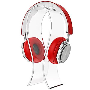 AmoVee® Acrylic Headphone Stand Display Headphone Holder Headphone Hanger Headset Hanger Support - Suitable for All Headphone Sizes - (Transparent)