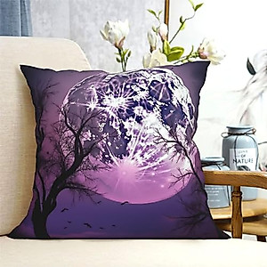 VTCTOASY Purple Moon Night Sky Print Throw Pillow Covers Fashion Throw Pillow Case Soft Couch Pillows Decorative Square Pillow Covers for Sofa Living Room 16"x16"