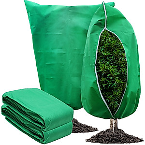 GonLei 2 Packs Plant Covers Freeze Protection 47.7" X 71.7" Large Frost Blankets for Plants Frost Cloth Plant Freeze Protection Tree Covers Freeze Protection Covers Bags with Zipper Drawstring