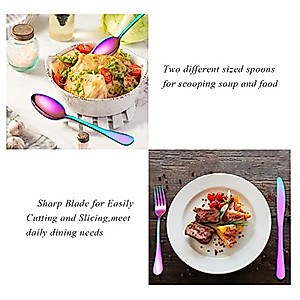 Berglander Flatware Set 20 Piece, Stainless Steel With Titanium Colorful Plated, Multicolor Flatware Set, Silverware, Rainbow Color Cutlery Set Service For 4