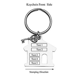 PiercingJ Personalized Custom New Home Gift Cute House Keys Charm Keyring Housewarming Gift for Couple