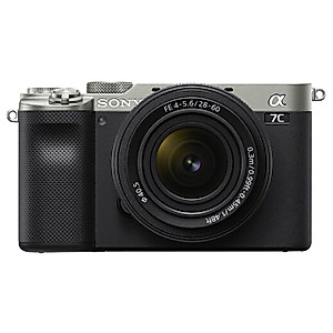Sony a7C (Silver) Mirrorless Camera with 28-60mm Lens ILCE7CL/S, 128GB Memory.43 Wide & 2X Lenses, Case. Tripod, Filters, Hood, Grip,Spare Battery & Charger, Software Kit -Deluxe Bundle