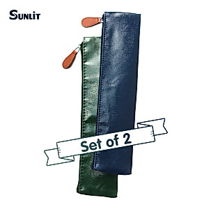 Sunlit 100% Waterproof Wipe Clean Hygienic Carrying Case/Pouch for Reusable Straws - 2 set - For 10.5 inches Straws Silicone or Stainless Steel - Brush/Chopsticks Zipper Bag for Travel