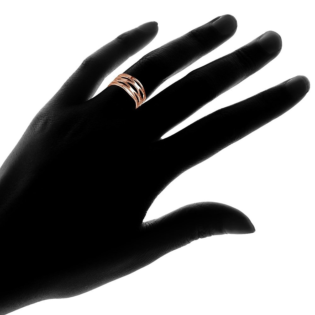 Hoops & Loops Rose Gold Flashed Sterling Silver High Polished Multi Wrap Band Ring, Size 8
